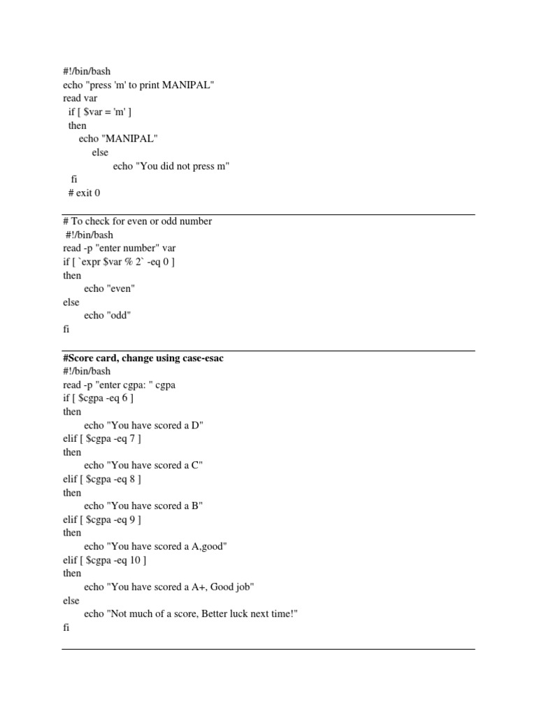 #Score Card, Change Using Case-Esac | PDF | Filename | User (Computing)
