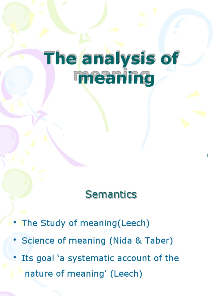 The Analysis of Meaning | PDF | Word | Reference