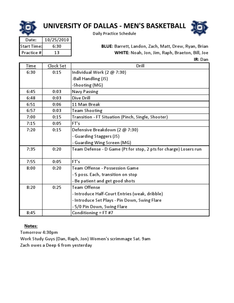 Excel Practice Schedule Example | PDF | Team Sports | American Football ...