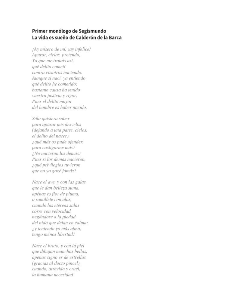 Primer Monólogo de Segismundo PDF | PDF | Religión y creencia