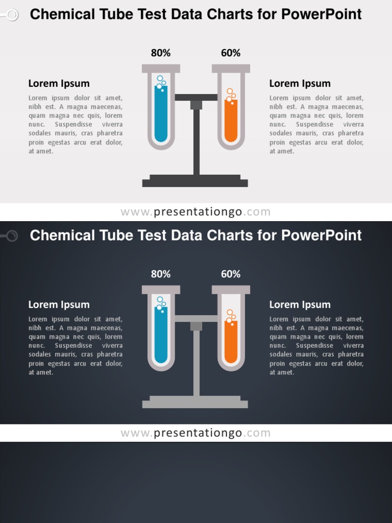 Chemical Tube Test Data Charts For Powerpoint: 80% 60% Lorem Ipsum ...