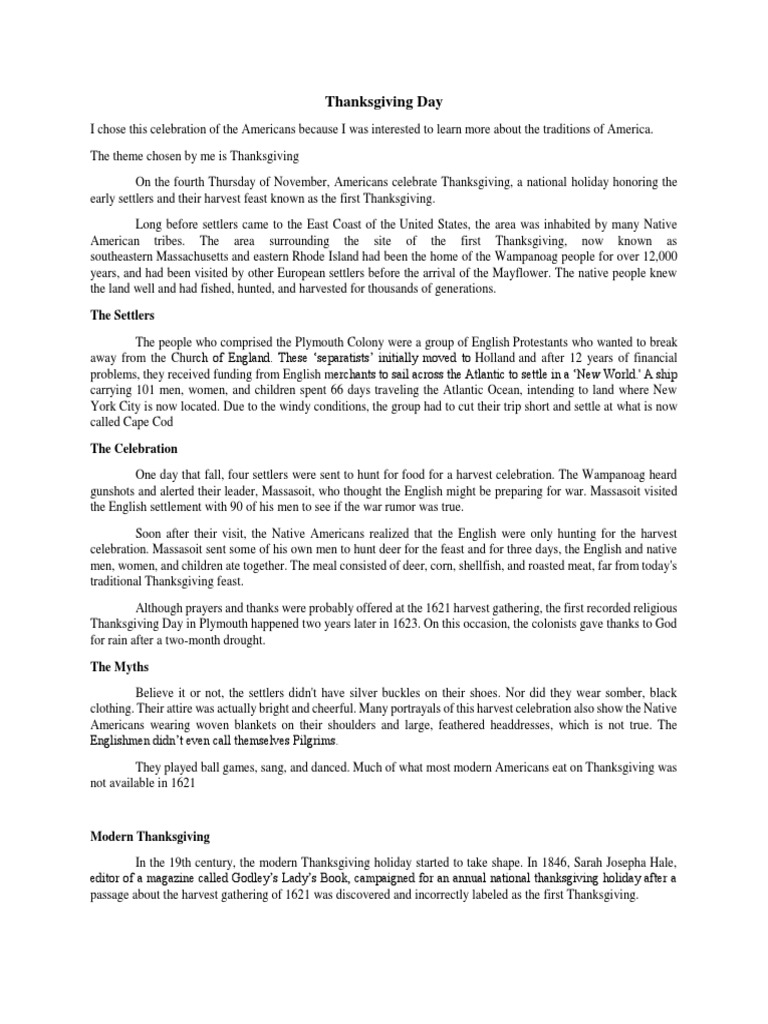 History and Traditions of Thanksgiving | PDF | Thanksgiving | Plymouth ...
