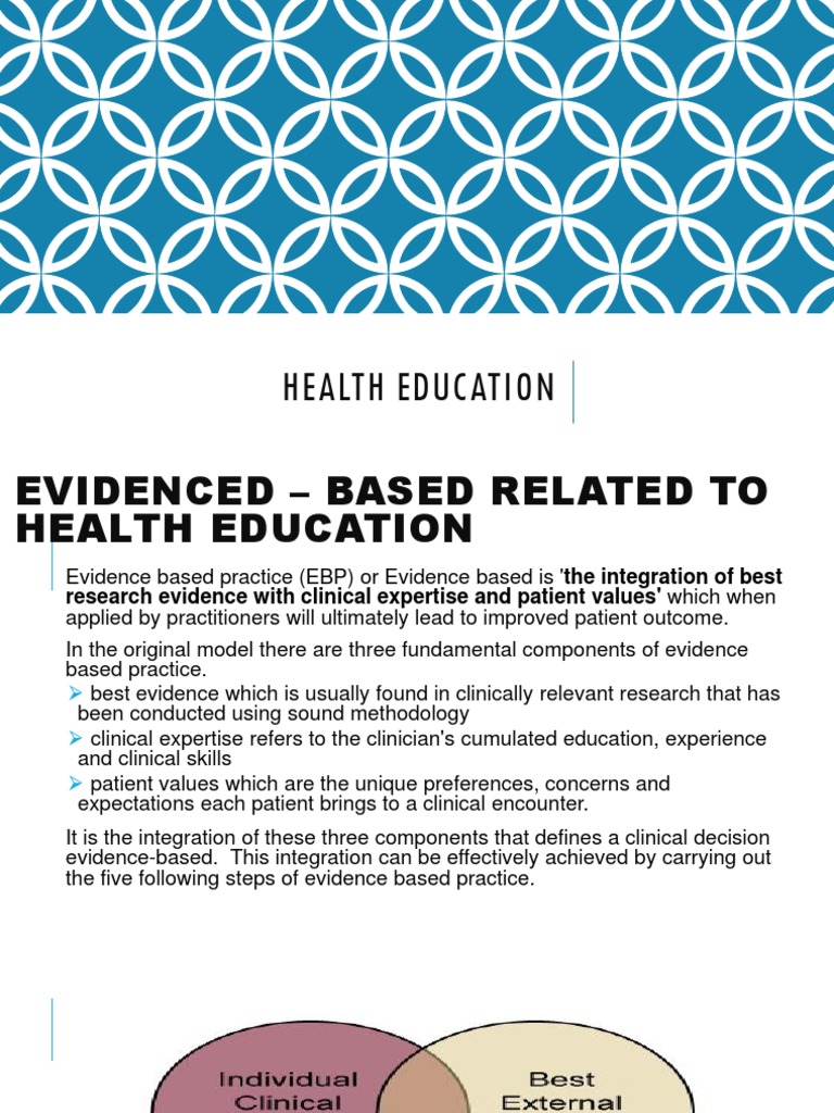 Health Education: Evidenced Based Practices | PDF | Evidence Based ...