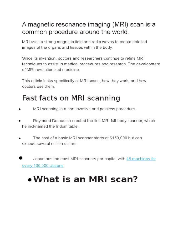 Understanding MRI Scans and Their Uses | PDF | Magnetic Resonance ...