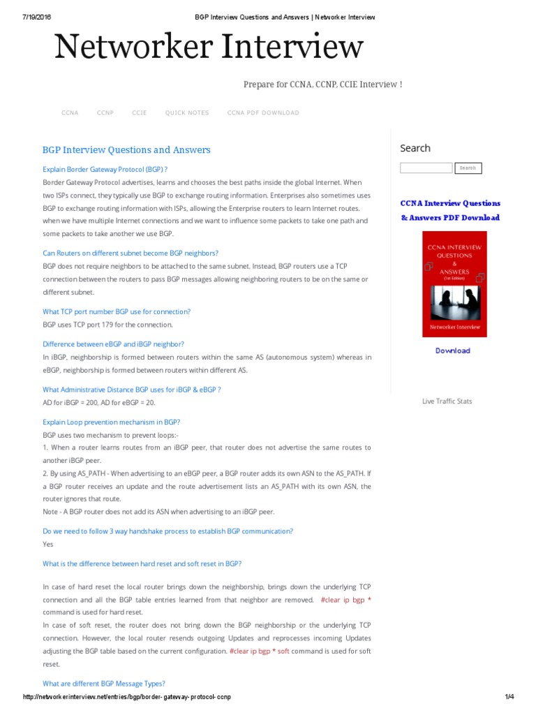 Bgp Interview Questions And Answers Networker Interview Pdf Router Computing Routing 9649