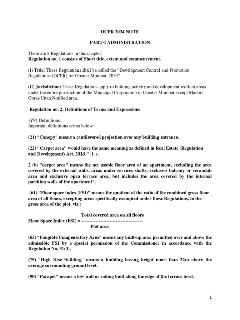 DCPR 2034 Note I Regulations 1-29 | PDF | Architect | Business