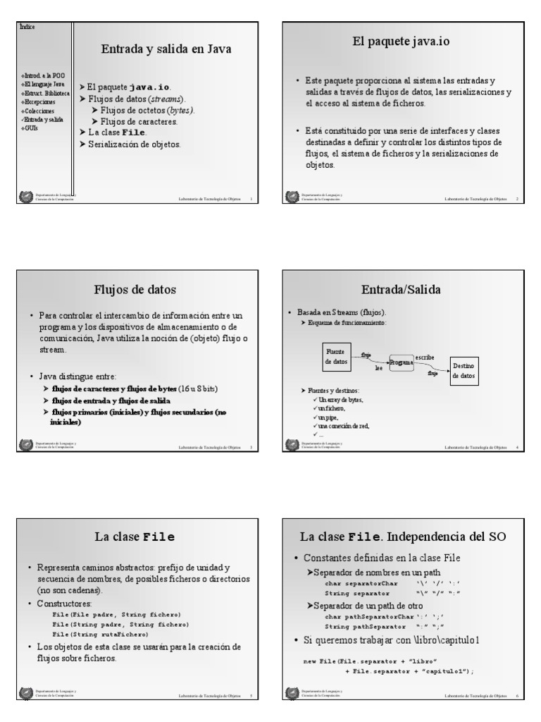 El paquete java.io: flujos de datos, entrada/salida y la clase File | PDF | Objeto (informática ...