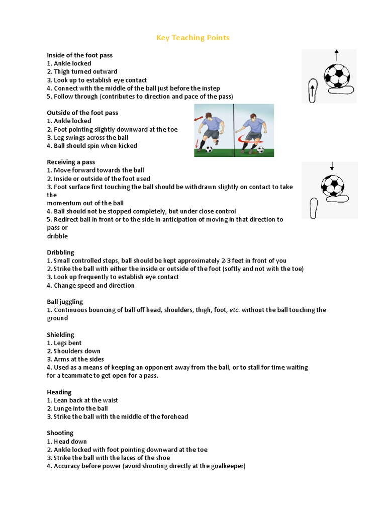Key Teaching Points: Inside of The Foot Pass | PDF | Foot | Ball Games