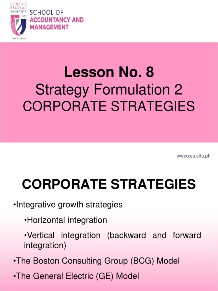 Overview of Corporate Strategies | PDF | Strategic Management | Supply ...