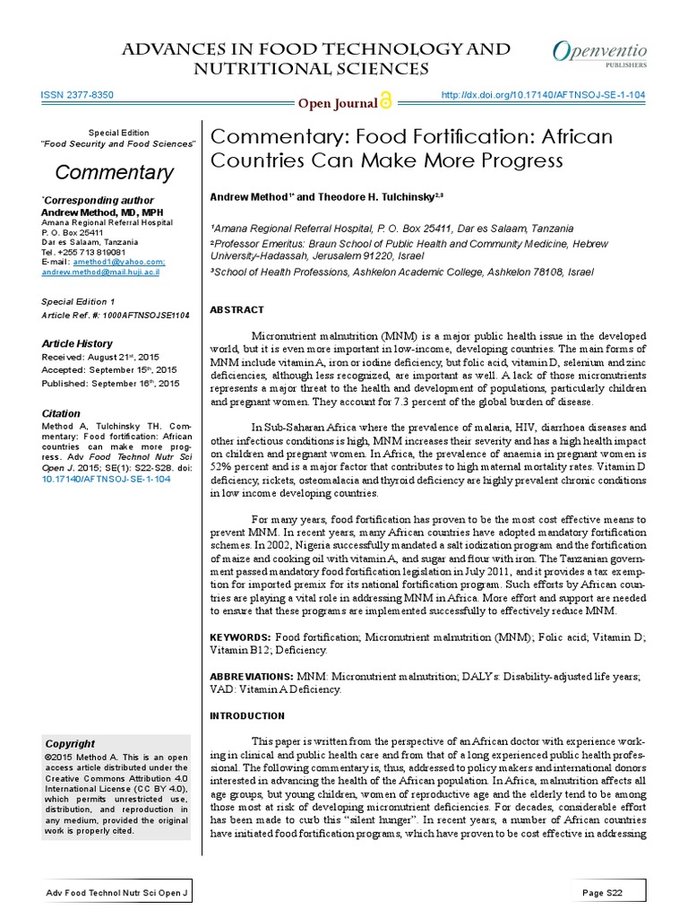 Food Fortification PDF | Download Free PDF | Micronutrient | Vitamin