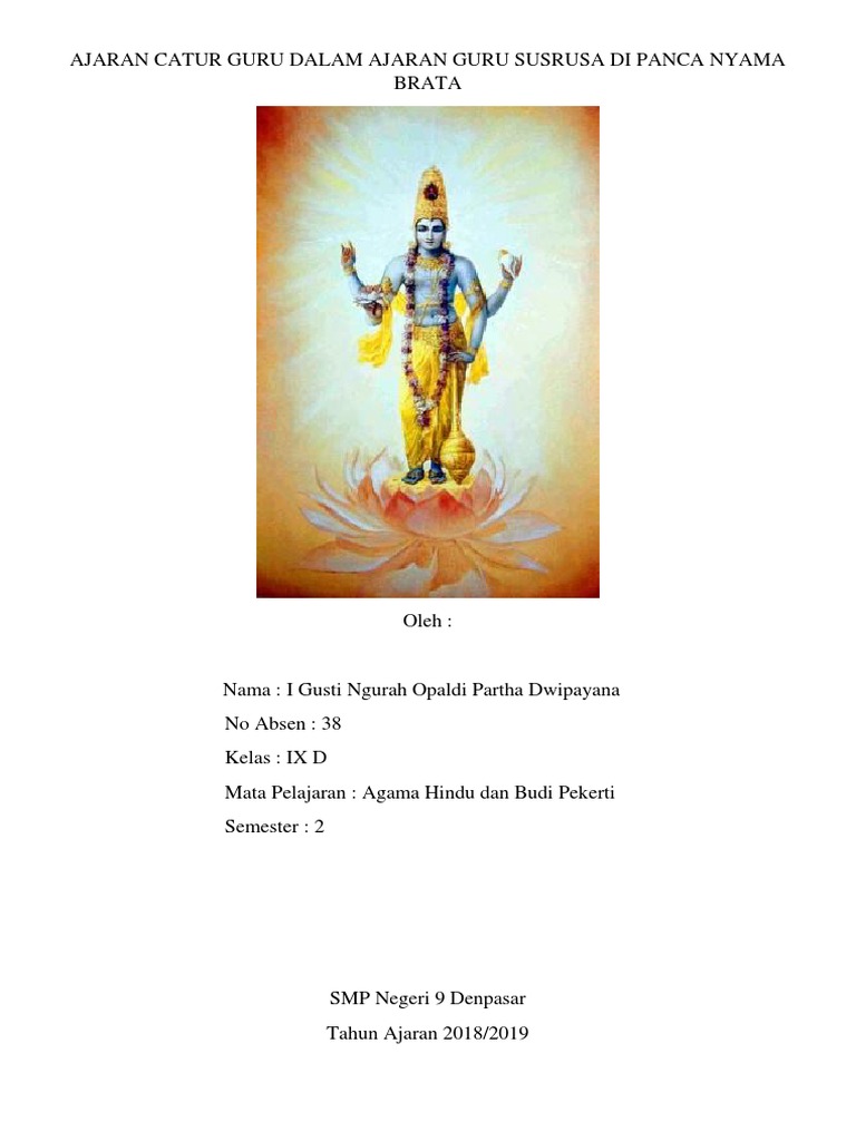 Ajaran Catur Guru Dalam Ajaran Guru Susrusa Di Panca Nyama Brat1 | PDF ...