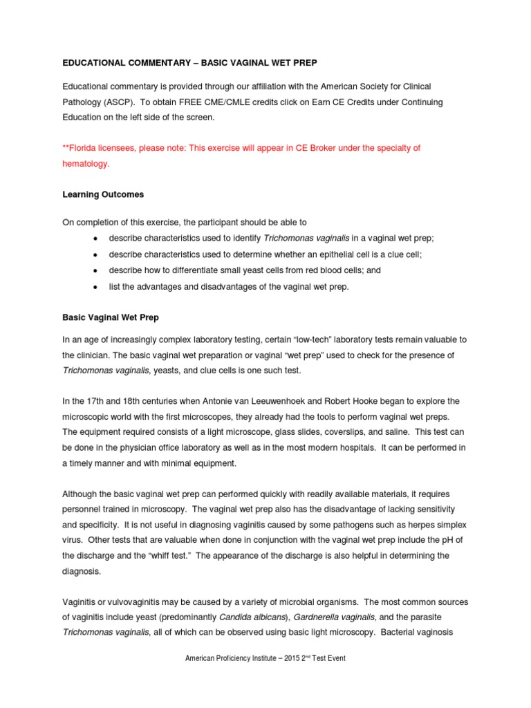 Educational Commentary - Basic Vaginal Wet Prep | PDF | Candidiasis ...