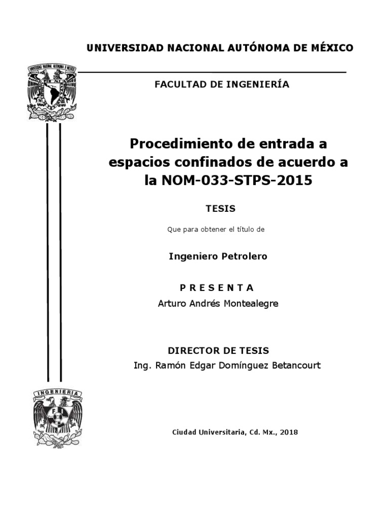 Procedimiento de Entrada A Espacios Confinados de Acuerdo A La NOM-033 ...