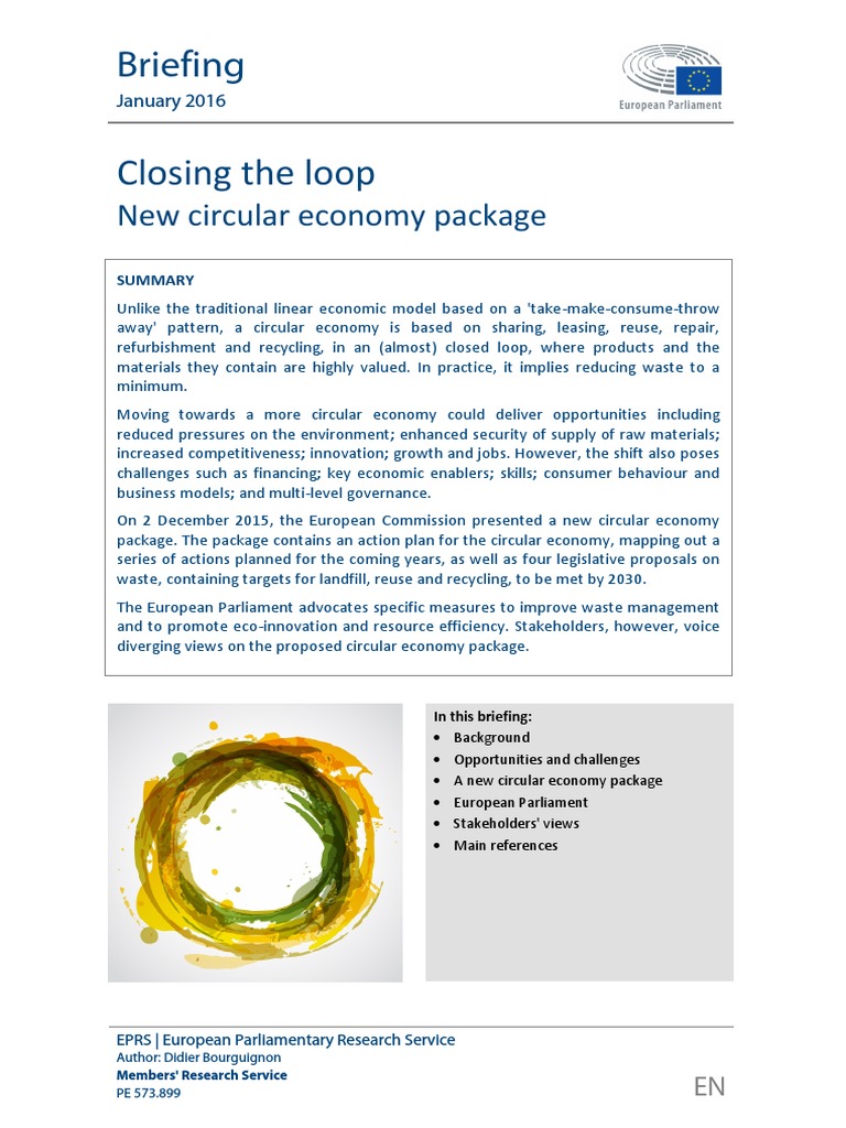 Briefing Closing The Loop: New Circular Economy Package | PDF | Reuse ...