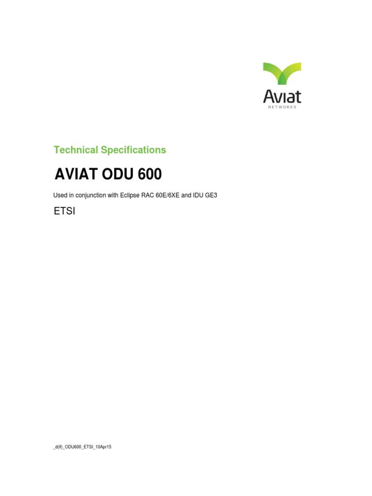 Aviat Odu 600 (Etsi) Technical Specifications - Apr 10 - 2015 | PDF ...