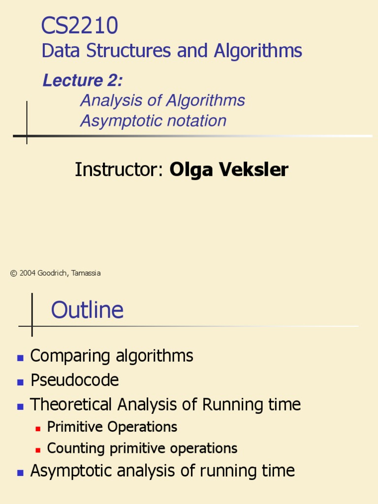 Data Structures and Algorithms: Instructor: Olga Veksler | PDF | Time ...