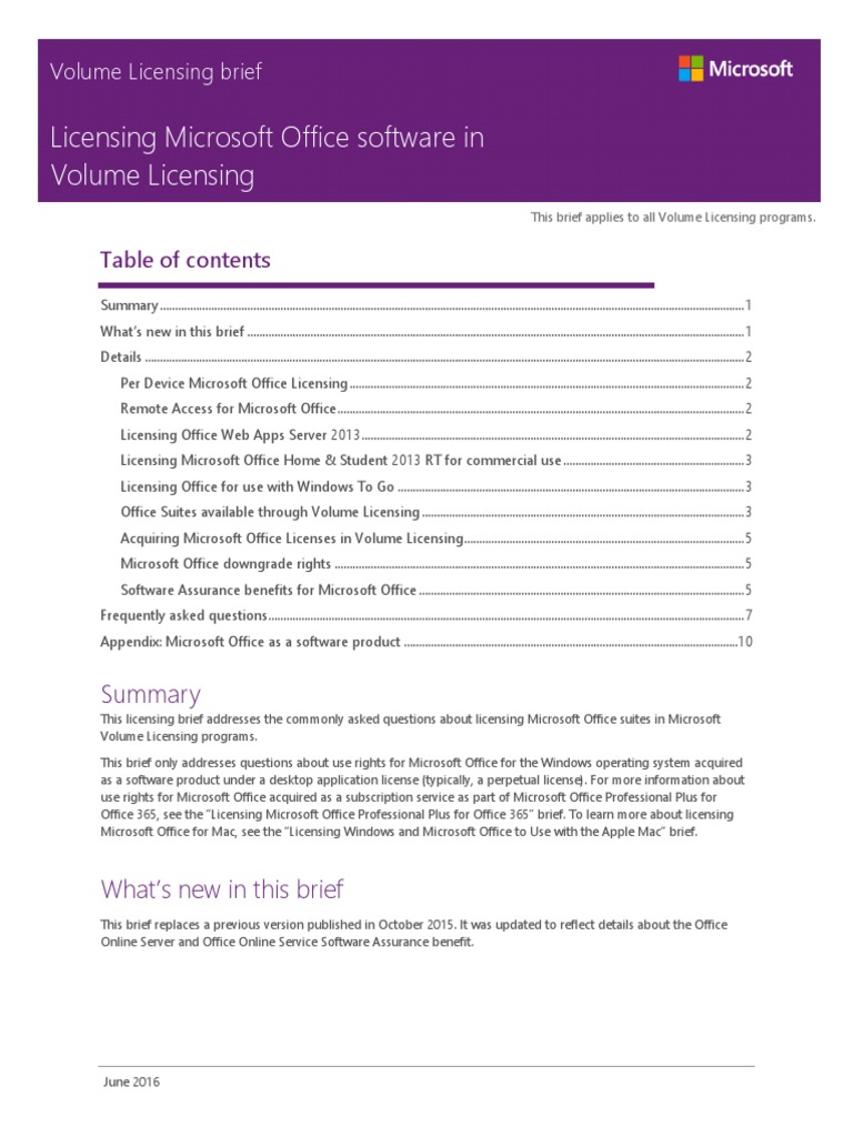 Licensing Microsoft Office Software PDF | PDF | Microsoft Office ...