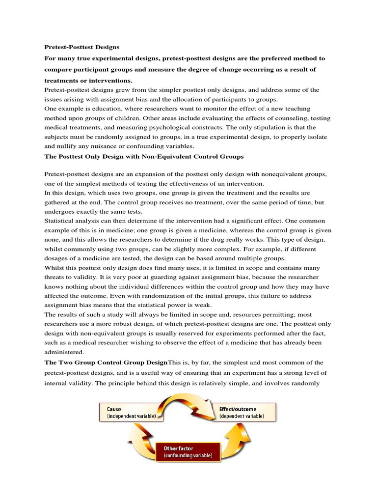 Pretest Post Test Design | PDF | Experiment | Design Of Experiments