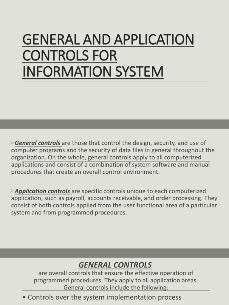 General and Application Controls For Information System | PDF ...