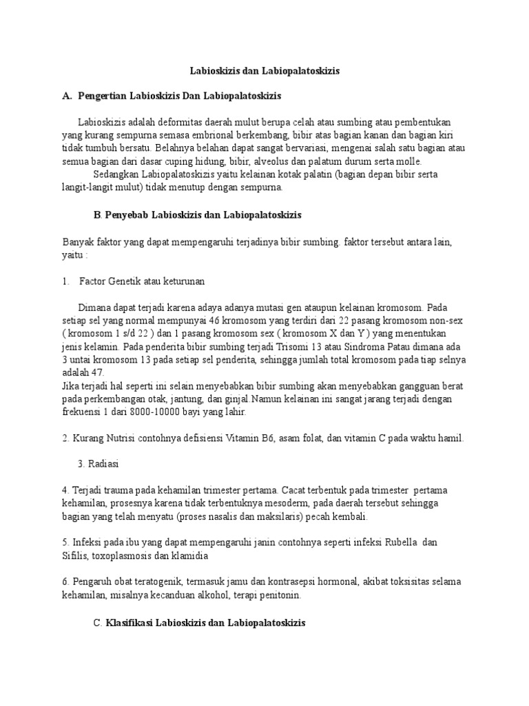 Labioskizis Dan Labiopalatoskizis | PDF