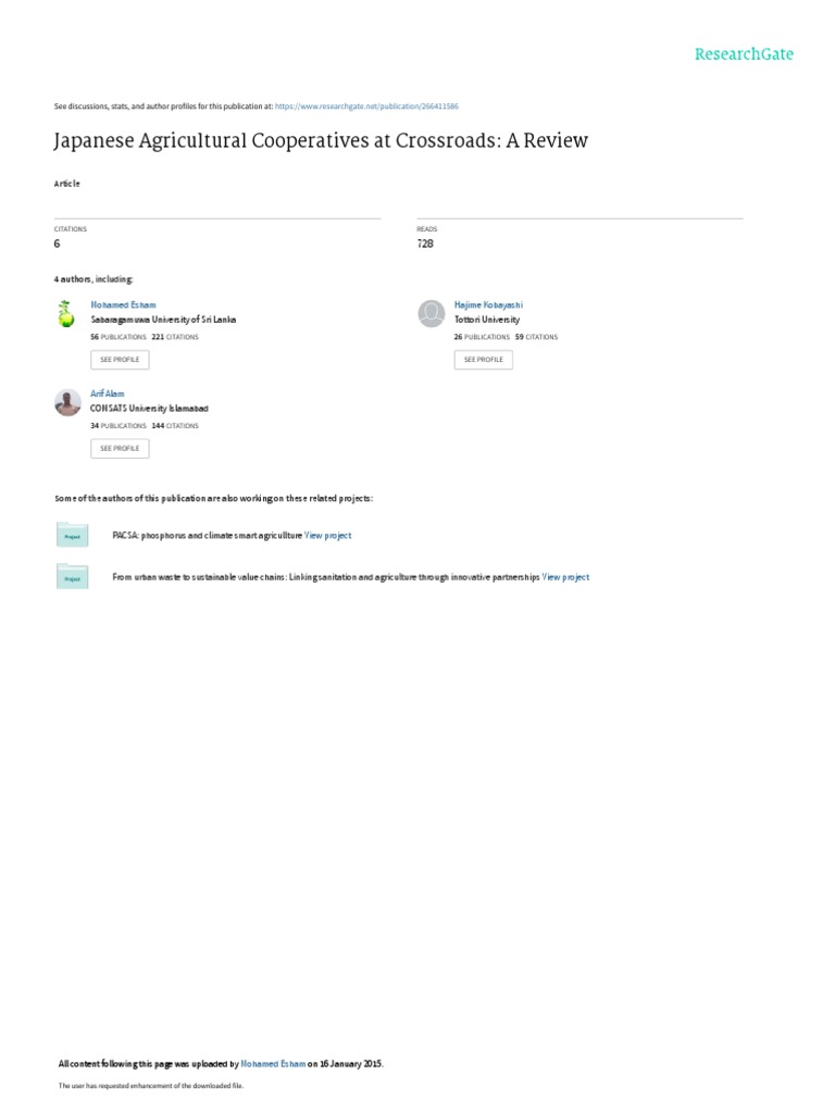 Japanese Agricultural Cooperatives at Crossroads A PDF | PDF ...