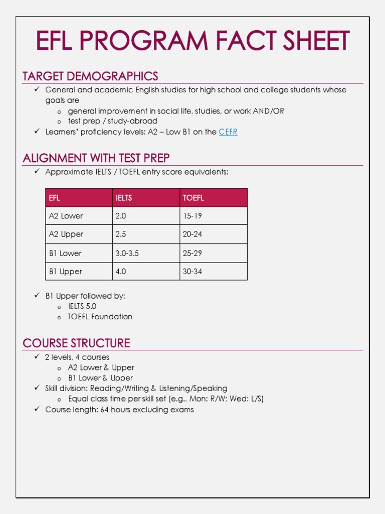 EFL Fact Sheet PDF | PDF | Foreign Language Studies