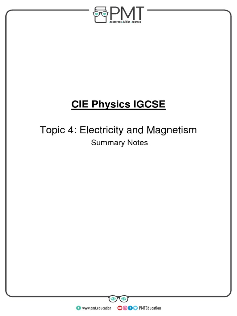 IGCSE Physics: Electricity & Magnetism Notes | PDF | Electric Current ...