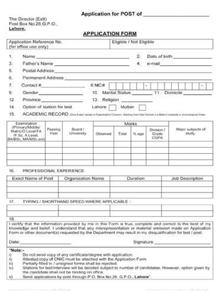 ECP-Punjab Mar Application-Form WWW - Jobsalert.pk PDF | PDF