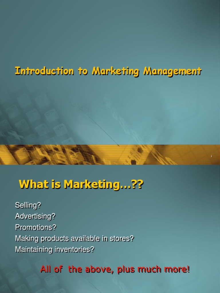 Introduction To Marketing | PDF | Sales | Marketing