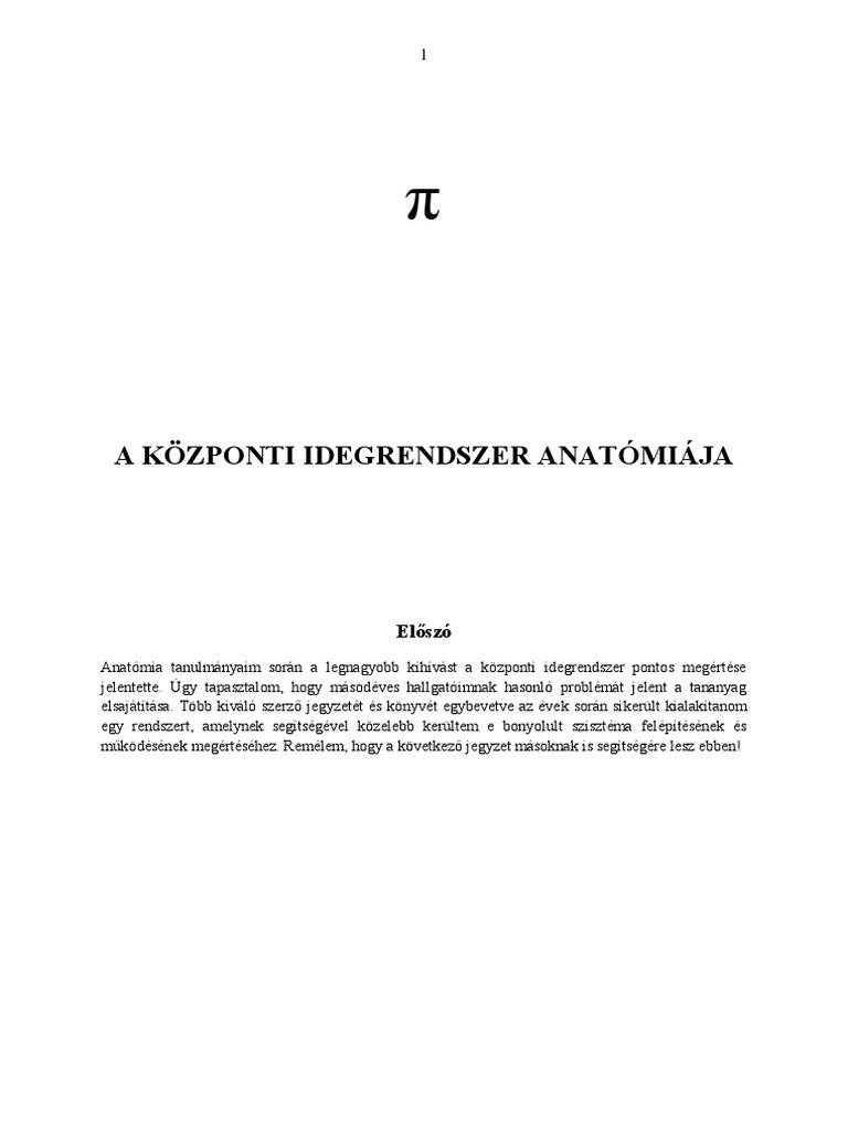A Központi Idegrendszer Anatómiája Jegyzet PDF | PDF
