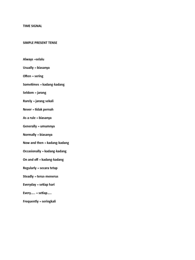 Time Signal For Tenses | PDF | Onomastics | English Grammar