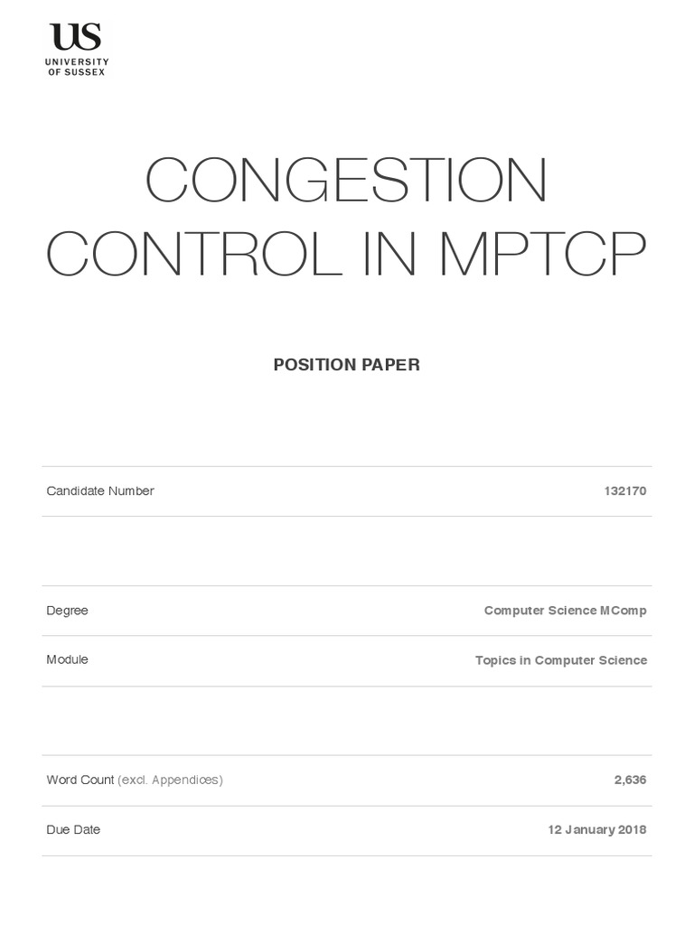 Congestion Control in MPTCP | PDF | Network Congestion | Transmission Control Protocol