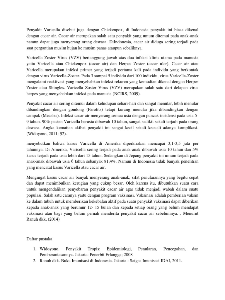 Penyakit Varicella Disebut Juga Dengan Chickenpox | PDF