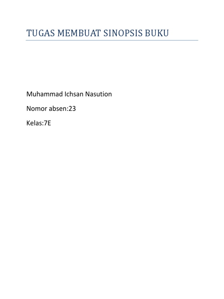 Contoh Sinopsis Buku | PDF