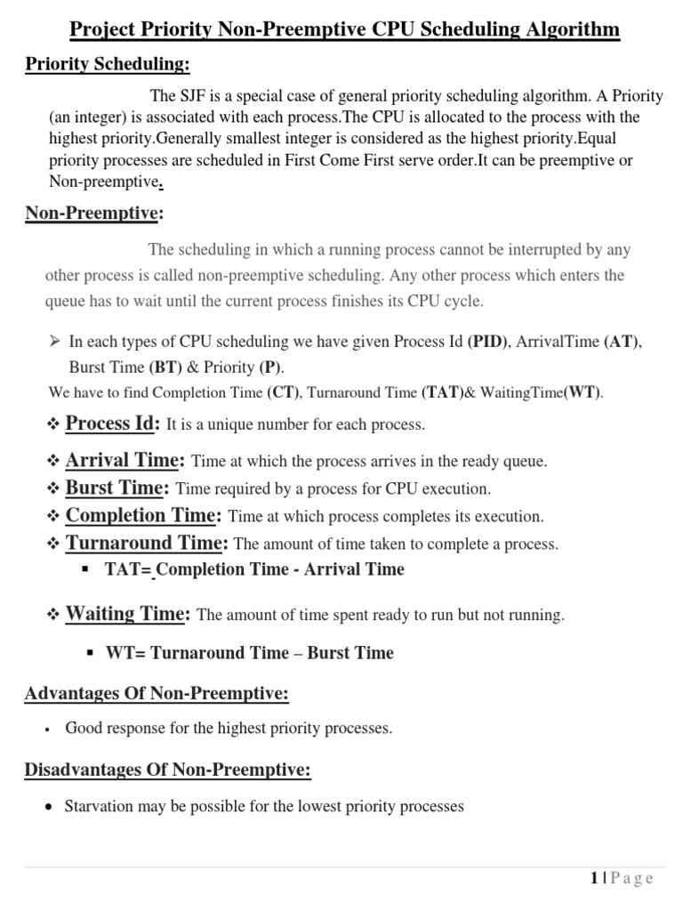 Priority Non Preemptive Cpu Scheduling Algorithm Pdf Scheduling Computing Concurrent 