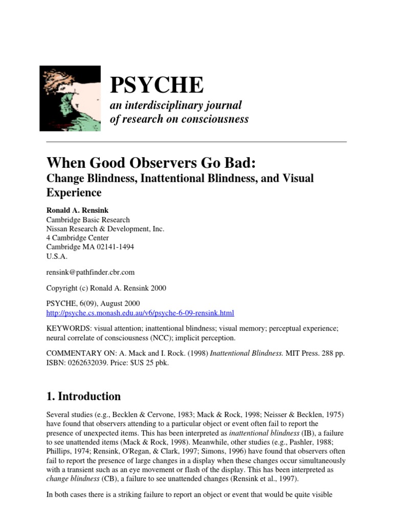 Rensink, R. (2000) - When Good Observers Go Bad - Change Blindness ...