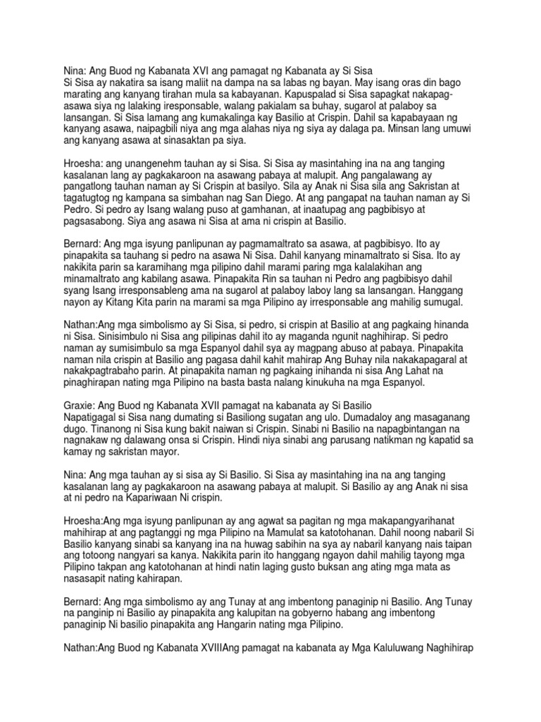 Noli Me Tangere Kabanata 51-55 | PDF