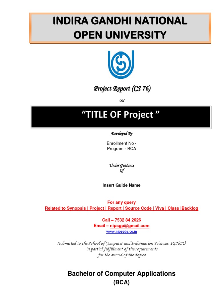 IGNOU BCA CS76 Project CoverPage | PDF | Computer Science | Computing