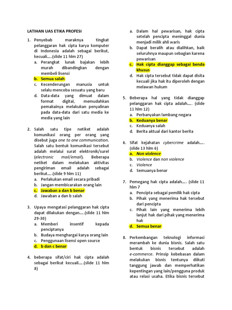 Soal UAS Etika Profesi | PDF