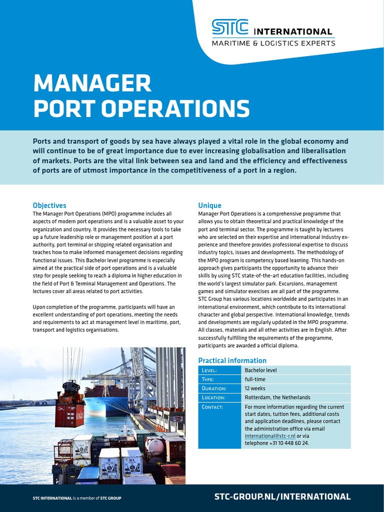 Manager Port Operations Program Overview | PDF | Port | Expert