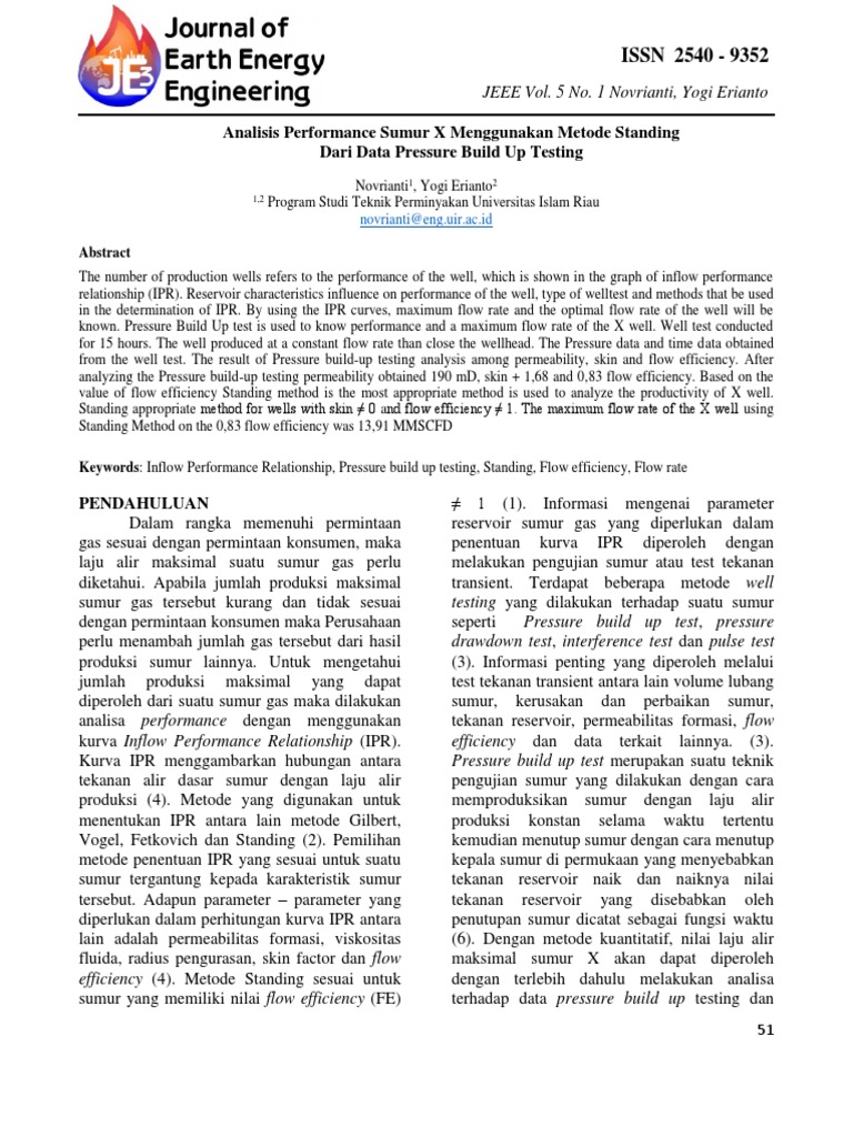 Analisis Performance Sumur X Menggunakan Metode Standing Dari Data ...