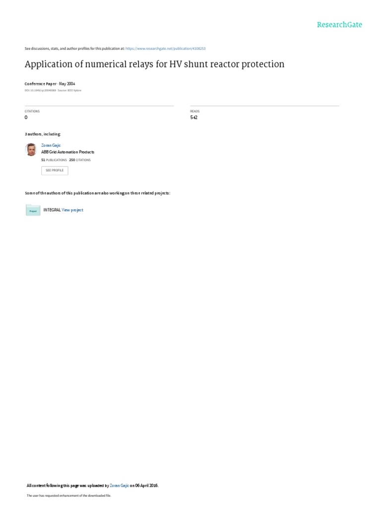 HV Shunt Reactor Protection | PDF | Electric Power Transmission | Power ...