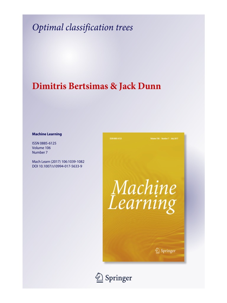 Optimal Classification Trees MachineLearning PDF | PDF | Mathematical ...