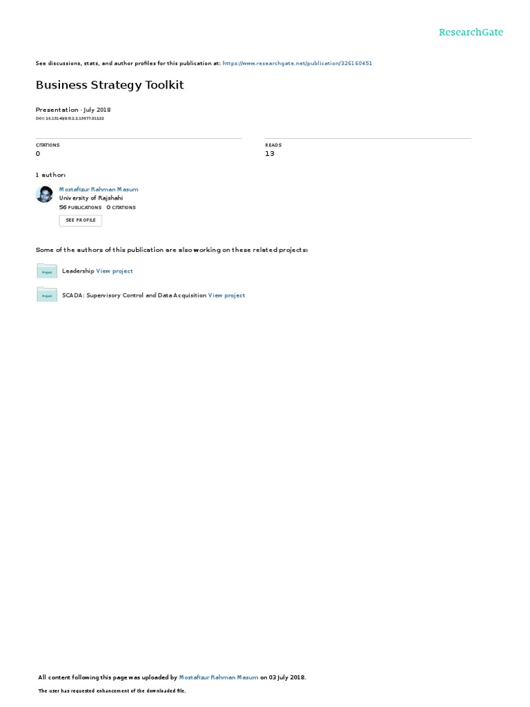 Business Strategy Toolkit | PDF | Competitive Advantage | Strategic ...