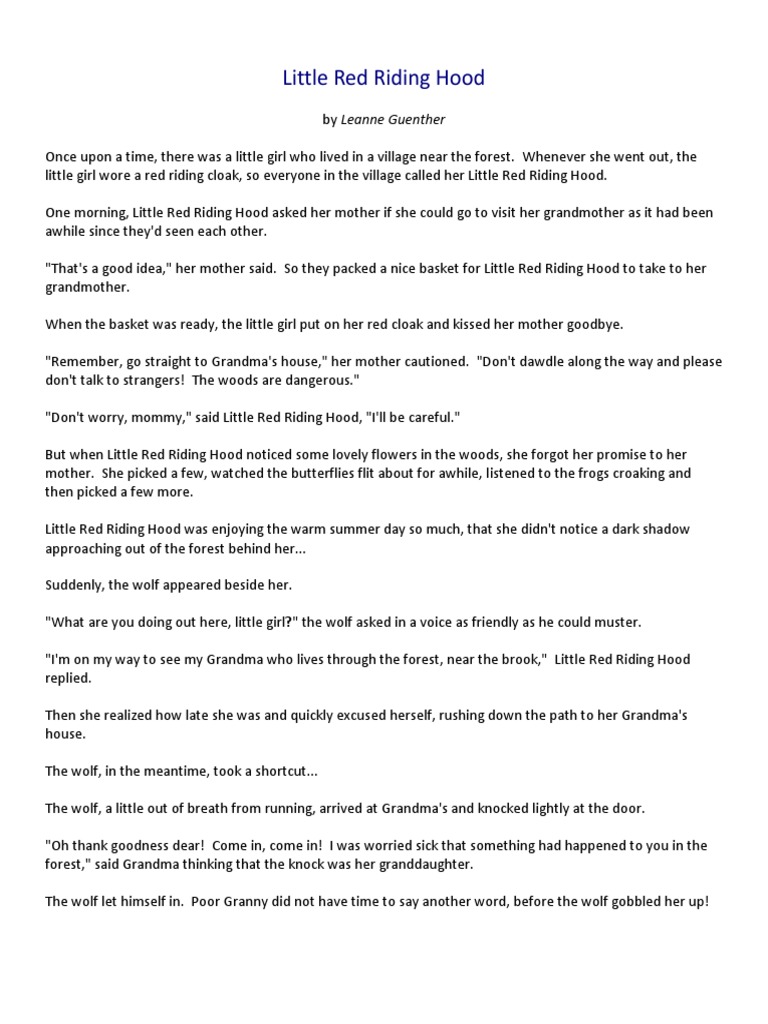 Little Red Riding Hood: A Cautionary Tale of Disobeying Warnings and ...