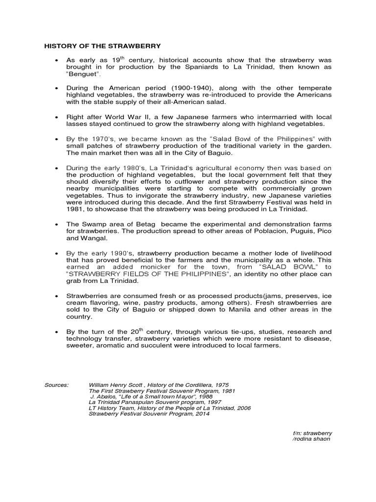 Strawberry History | PDF | Food And Drink | Agriculture