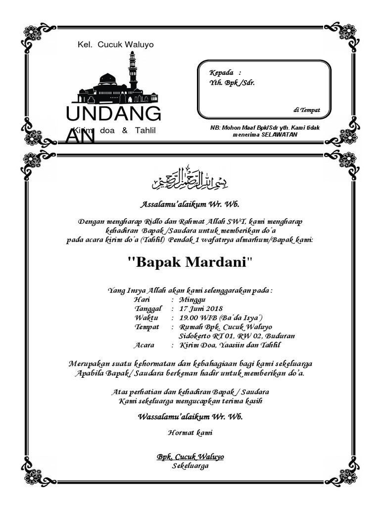 Undangan Pendak 1 | PDF