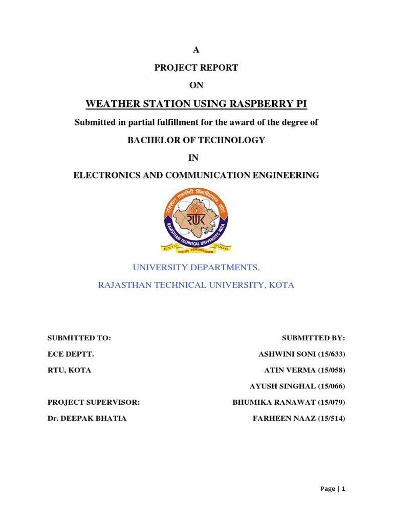 Raspberry Pi Weather Station Report | PDF | Python (Programming ...