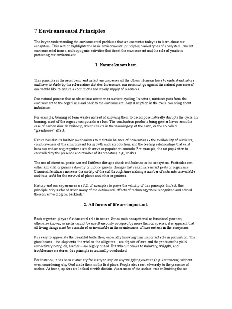 Seven Fundamental Environmental Principles | PDF | Ecology | Ecosystem