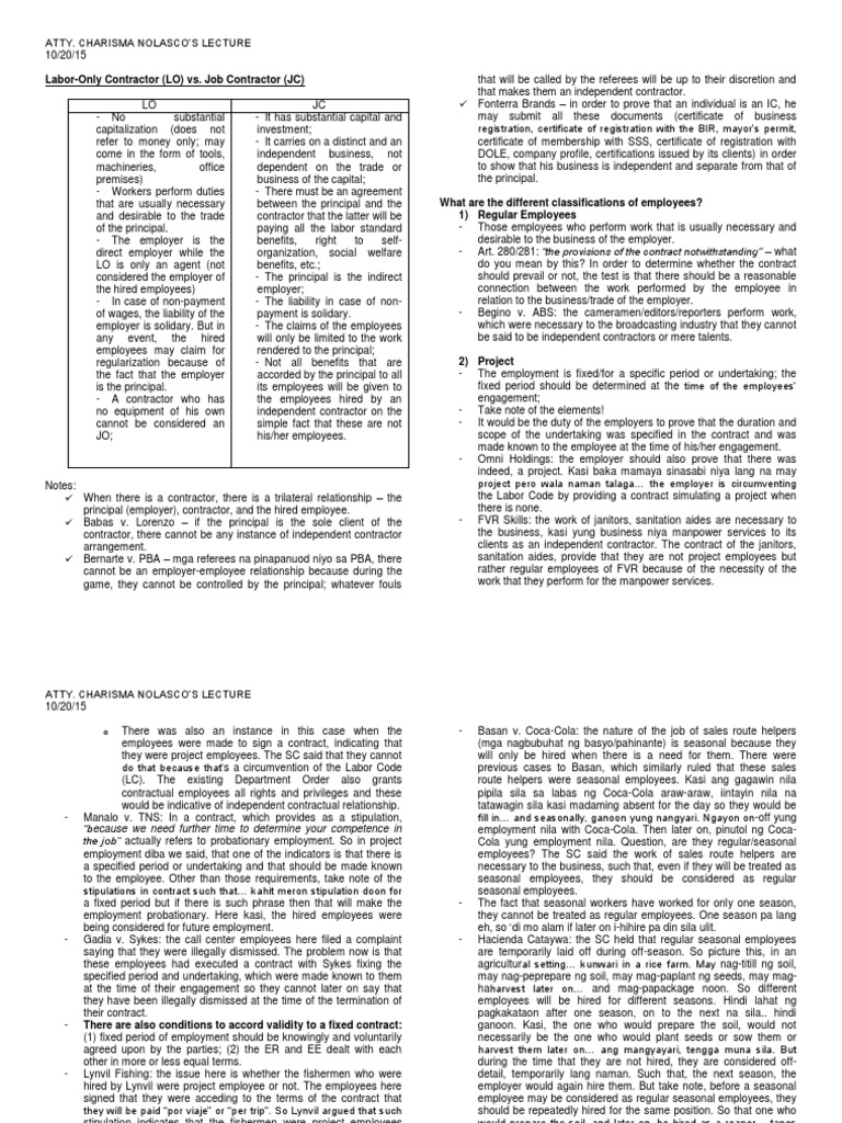 Labor-Only Contractor (LO) vs. Job Contractor (JC) : "The Provisions of ...